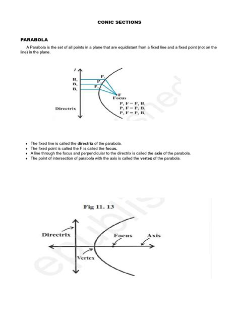 Conic Sections Notes Pdf Ellipse Perpendicular