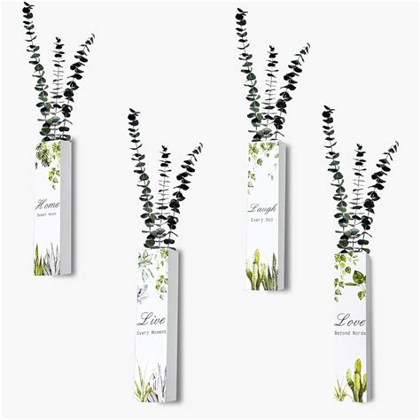 4 Pack Wood Wall Planters Vase New Upgraded Lay Flat Wall Farmhouse
