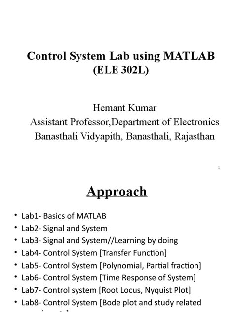 Control System Lab Using Matlab Ele 302l Pdf Matlab Matrix