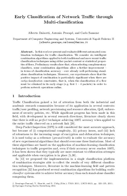 Pdf Early Classification Of Network Traffic Through Multi