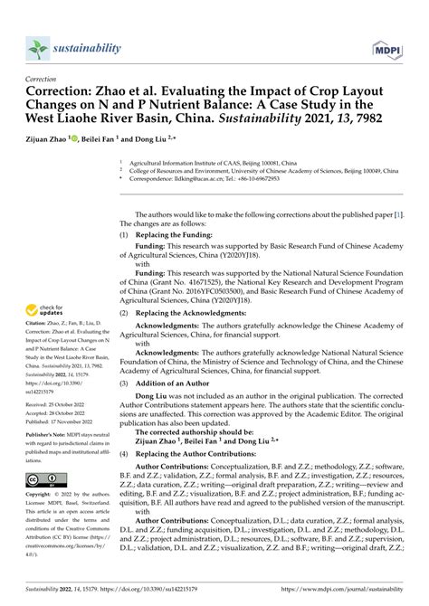 Pdf Correction Zhao Et Al Evaluating The Impact Of Crop Layout