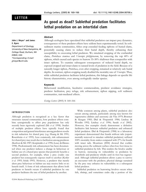 Pdf As Good As Dead Sublethal Predation Facilitates Lethal Predation