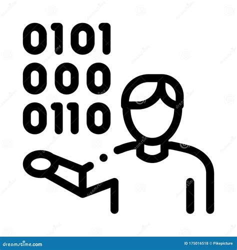 Human Binary Code Icon Vector Outline Illustration Stock Vector