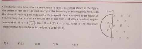 Solved A Conductive Wire Is Bent Into A Semicircular Loop Of Chegg