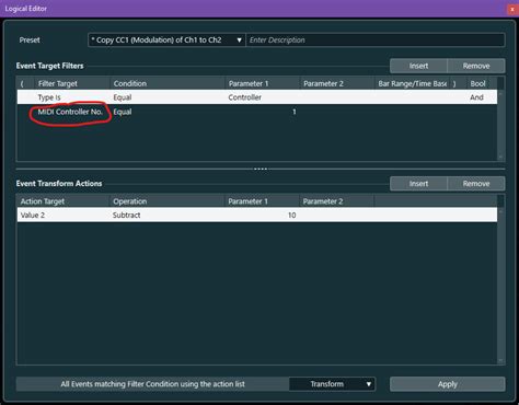10 or 10 midi cc no function for logical editor cubase