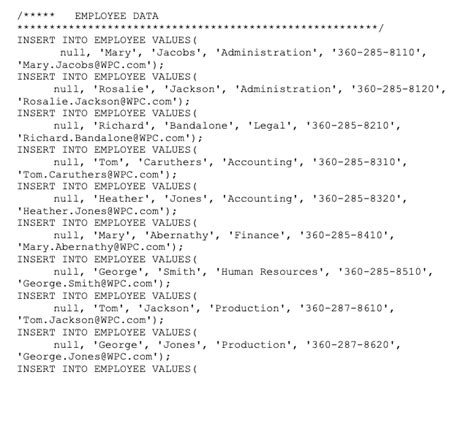 Department Data Insert Into Department