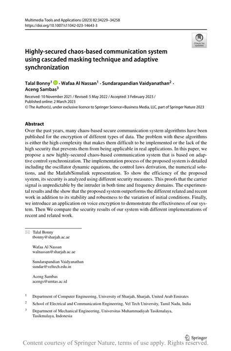 highly secured chaos based communication system using cascaded masking