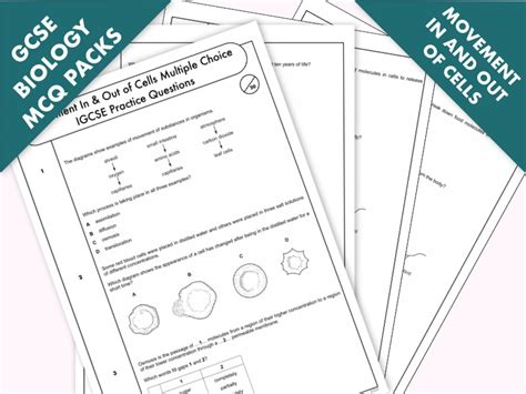 Gcse Biology Multiple Choice Topic Question Pack On Movement In And Out
