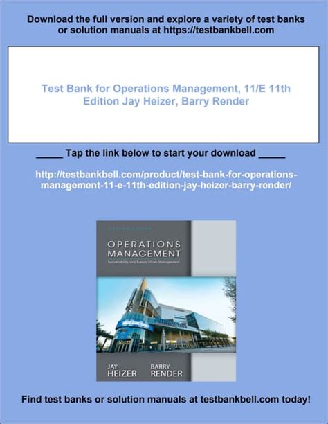 Test Bank For Operations Management 11 E 11th Edition Jay Heizer Barry Render Pdf