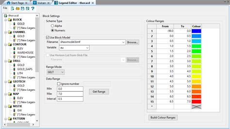 Vulcan Analyse Legend Editor