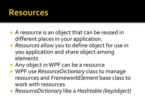 Lesson 09 Resources And Settings In WPF PPT