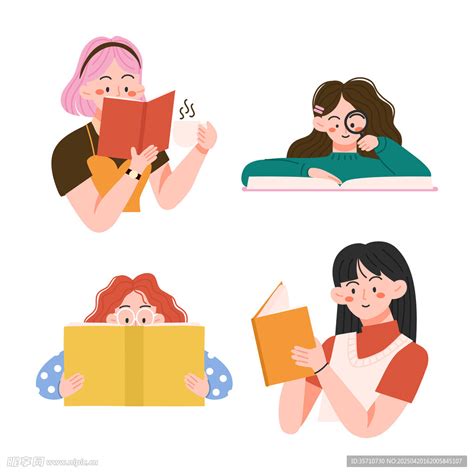 女孩读书卡通插图设计图广告设计广告设计设计图库昵图网