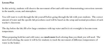 Convection Currents Lab By Earth Science Emporium TpT