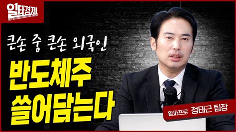 일타경제 Live 큰손 중 큰손 외국인 반도체주 쓸어담는다 알파프로 정태근 투자전략 팀장 Youtube