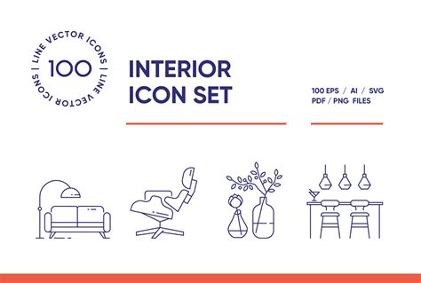 Interior Design Line Icon Set On Behance