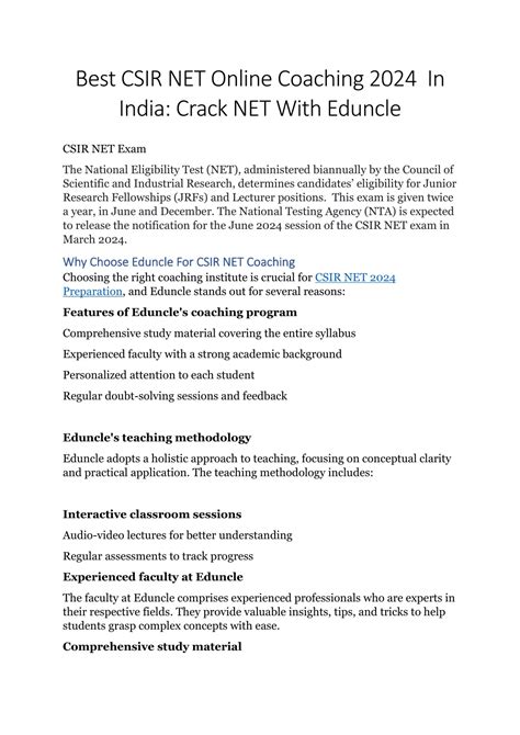 Ppt Best Csir Net Online Coaching 2024 In India Powerpoint