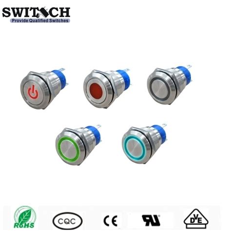 SGS Illuminated 19mm Micro Metal Push Button Power Switch Push Button Switch And Micro Switch