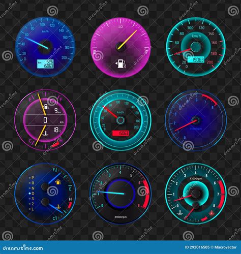 Speedometer Realistic Set Stock Image Image Of Automobile 292016505