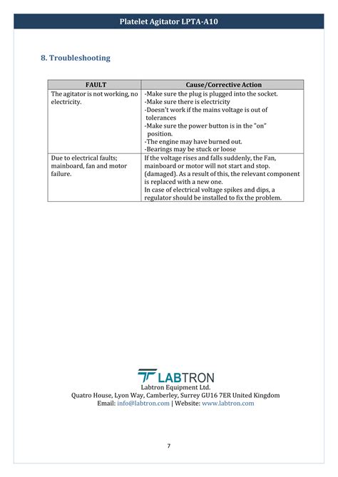 Platelet Agitator Lpta A10 Operating Manual Labtron