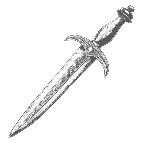 Premium Vector Ancient Dagger Weapon With Engraving Style