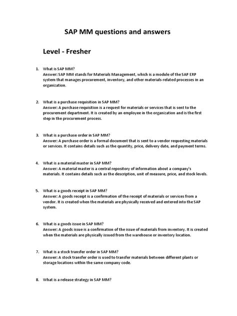 Sap Mm Questions And Answers Pdf Inventory Receipt