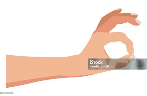 손 따기 뭔가 괜찮은 제스처 흰색 배경에 격리 된 손 제스처 꼬집기 잡고 두 손가락이 닫힙니다 벡터 일러스트레이션 플랫 만화 디자인 Eps 10 개념에 대한 스톡 벡터 아트