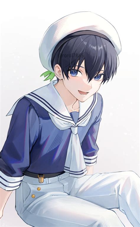 Rorol Isagi Yoichi Blue Lock Boy Beret Black Hair Blue Eyes Blue Shirt Hat Male