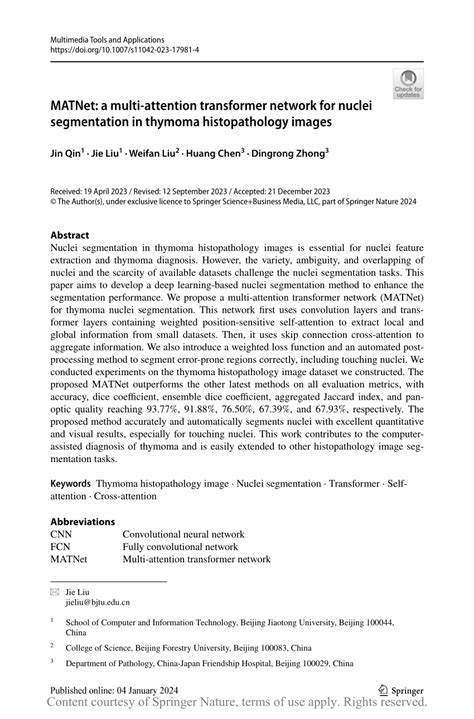 Matnet A Multi Attention Transformer Network For Nuclei Segmentation In Thymoma Histopathology