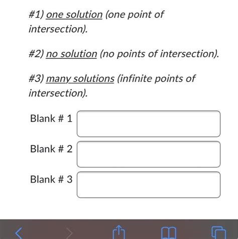 Solved One Solution One Point Of Intersection Chegg