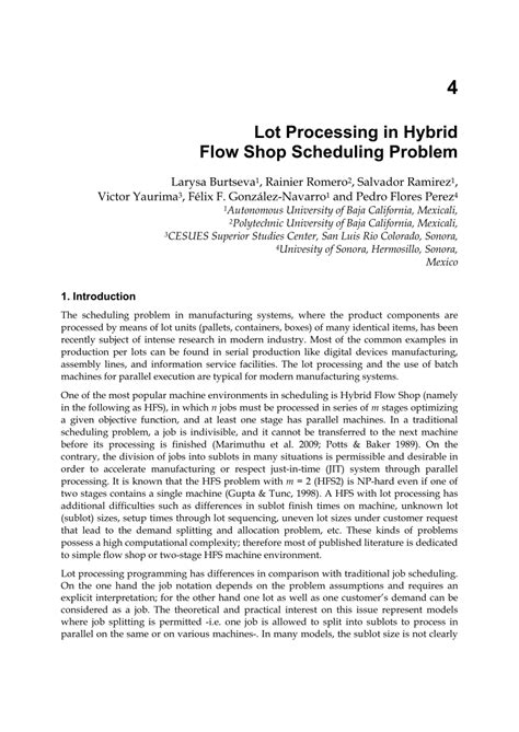 Pdf Lot Processing In Hybrid Flow Shop Scheduling Problem