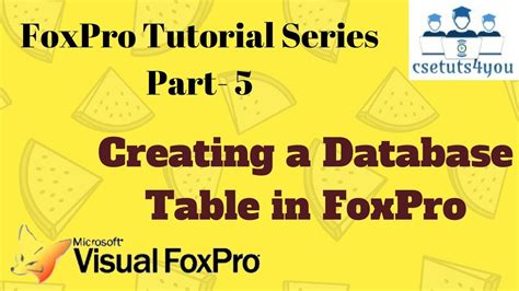 Foxpro Tutorial Series 5 Creating A Database Table In Foxpro Youtube