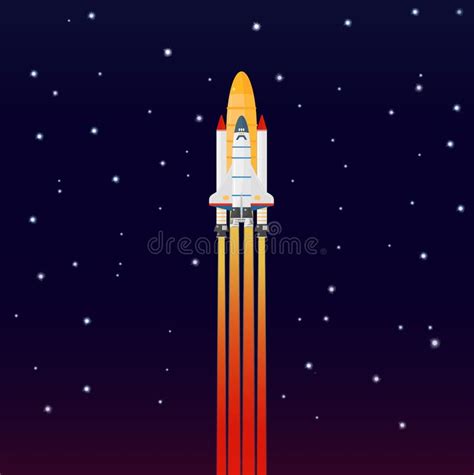 Rocket Spaceship Shuttle In Space Vector Icon Stock Vector Illustration Of Shuttle Flat