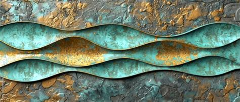 Abstract Turquoise Gold Marble Stone 3d Texture Background With Overlapping Waves Curves Layers