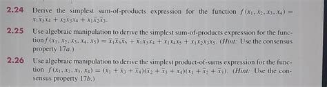 Solved 2 24 Derive The Simplest Sum Of Products Expression Chegg Com
