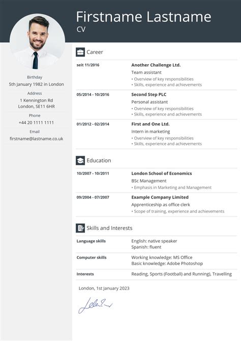 Cv Template With Header And Icons Cvhero