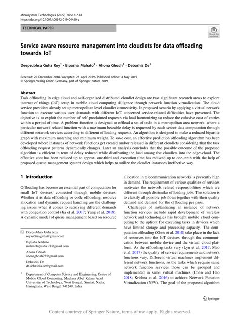 Service Aware Resource Management Into Cloudlets For Data Offloading