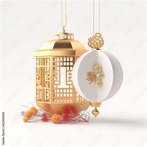 생성형 인공지능으로 만든 케이블에 다양한 크기의 조명이 매달린 밝은 종이 배경 Ілюстрація Stock Adobe Stock