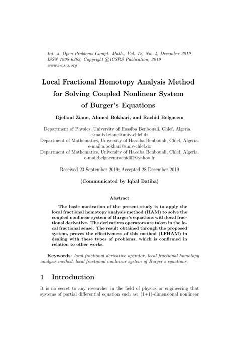 Pdf Local Fractional Homotopy Analysis Method For Solving Coupled