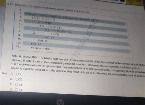 14 What Will Be The Output Of The Following Pseudo Code For A 8 B 7