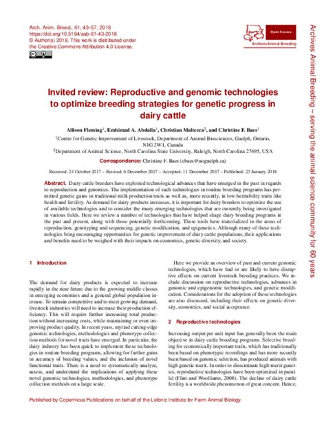 Pdf Invited Review Reproductive And Genomic Technologies To Optimize Breeding Strategies For