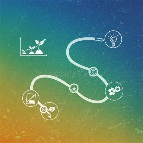 Flowchart Illustration On A Gradient Background Transitioning From Blue To Orange Stock