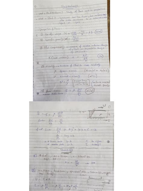 Sheet 1 Fluid Dynamics Solution Pdf