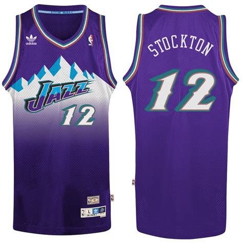 Adidas John Stockton Utah Jazz Purple Hardwood Classic Swingman Jersey