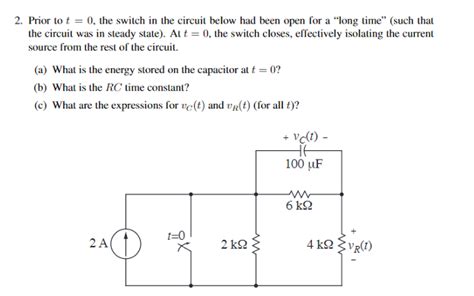 Solved Prior To T 0 ﻿the Switch In The Circuit Below Had