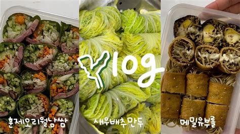 맛있고 건강한 식단으로 점심도시락🌿새우배추만두 훈제오리월남쌈 메밀유부롤 Youtube