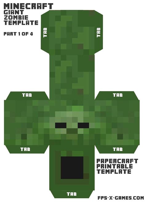 Printable Minecraft Papercraft Zombie Printable Free Templates