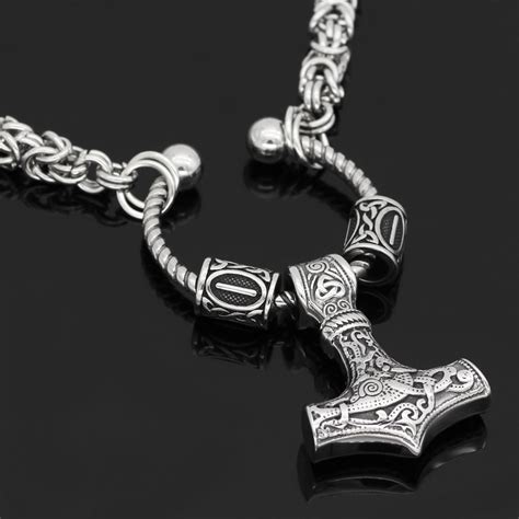 Viking Nordic Mjolnir Stainless Steel Thor Hammer Necklace King Chain