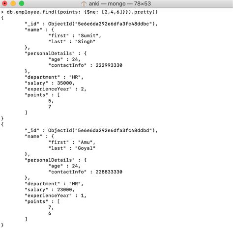 Mongodb Ne Operator Geeksforgeeks