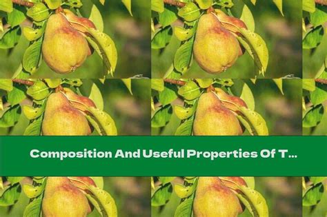 Composition And Useful Properties Of The Pear This Nutrition