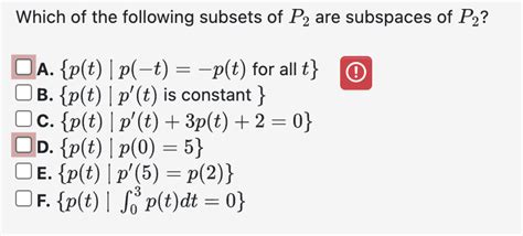solved which of the following subsets of p2 ﻿are subspaces
